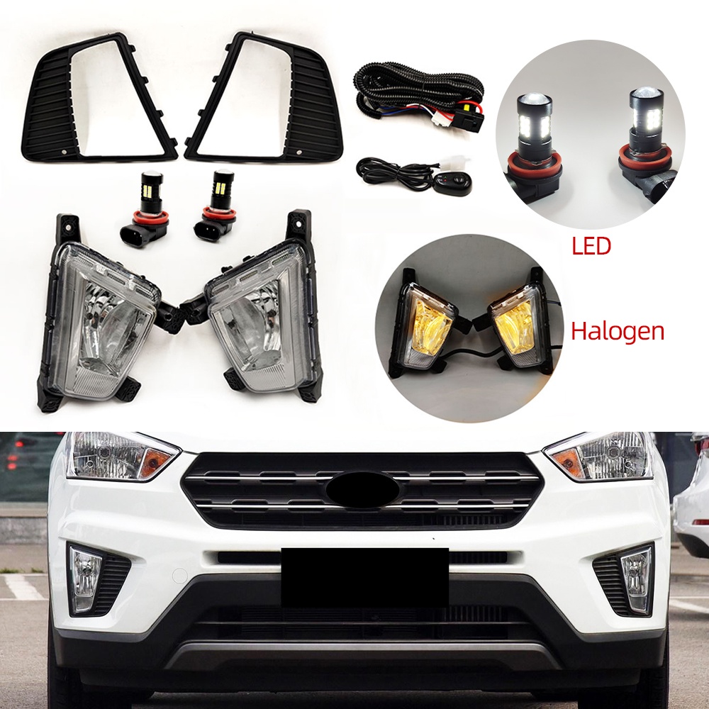 1 Set Fog light For Hyundai ix25 Creta 2014 2015 2016 fog lamps Switch Grille cover halogen LED ...