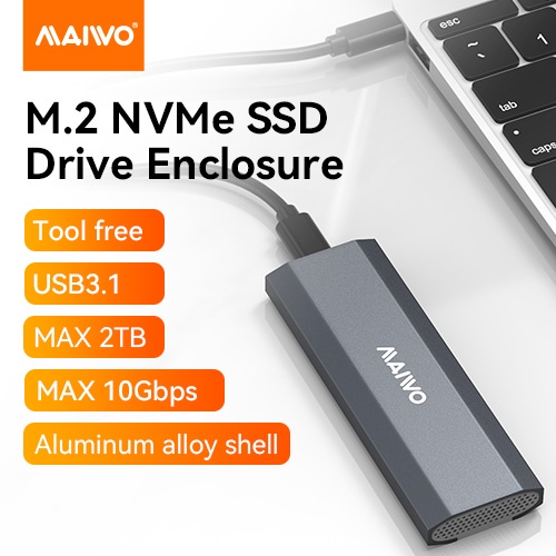 MAIWO K1690P Tool Free NVME Enclosure Aluminum USB C to M2 SSD Case ...
