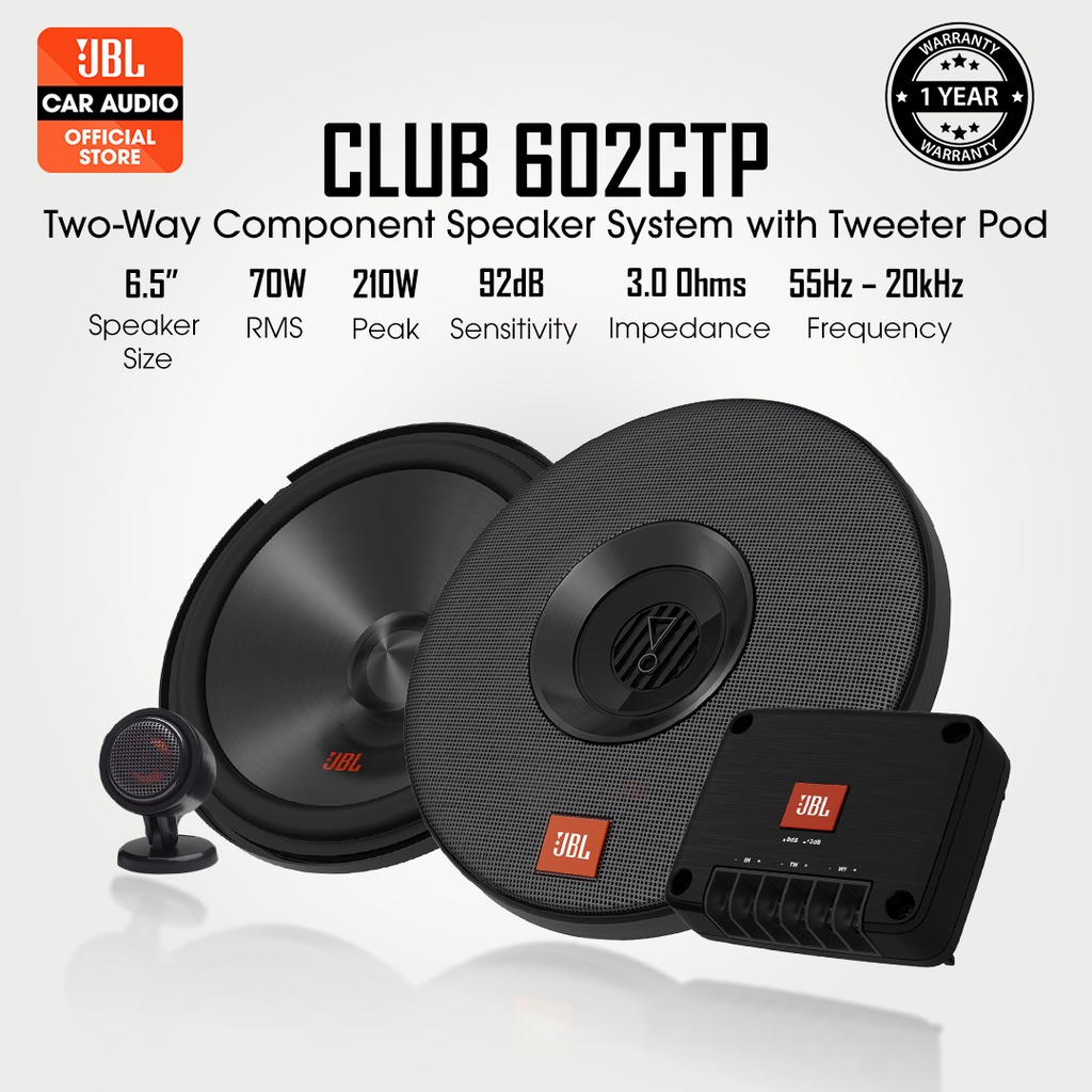 JBL Club 602CTP Two-Way Component Speaker System with Tweeter Pod (6.5"/160mm) | Shopee Malaysia
