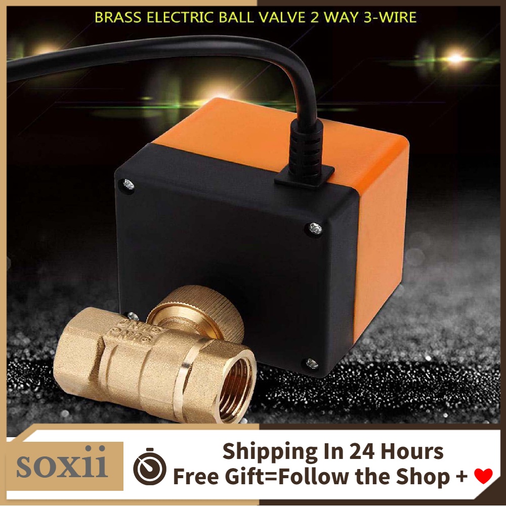 Soxii 220V Brass Electric Motorized Ball Valve 2 Way 3‑Wire 1.6Mpa Thread DN15 DN25 | Shopee ...