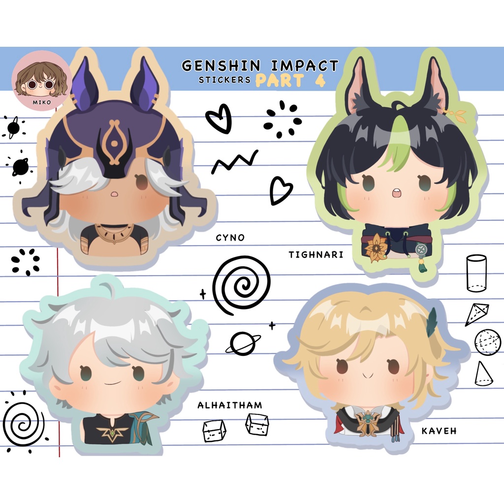 Genshin impact Sticker Cyno Tighnari Al Haitham Kaveh Die Cut Sticker ...