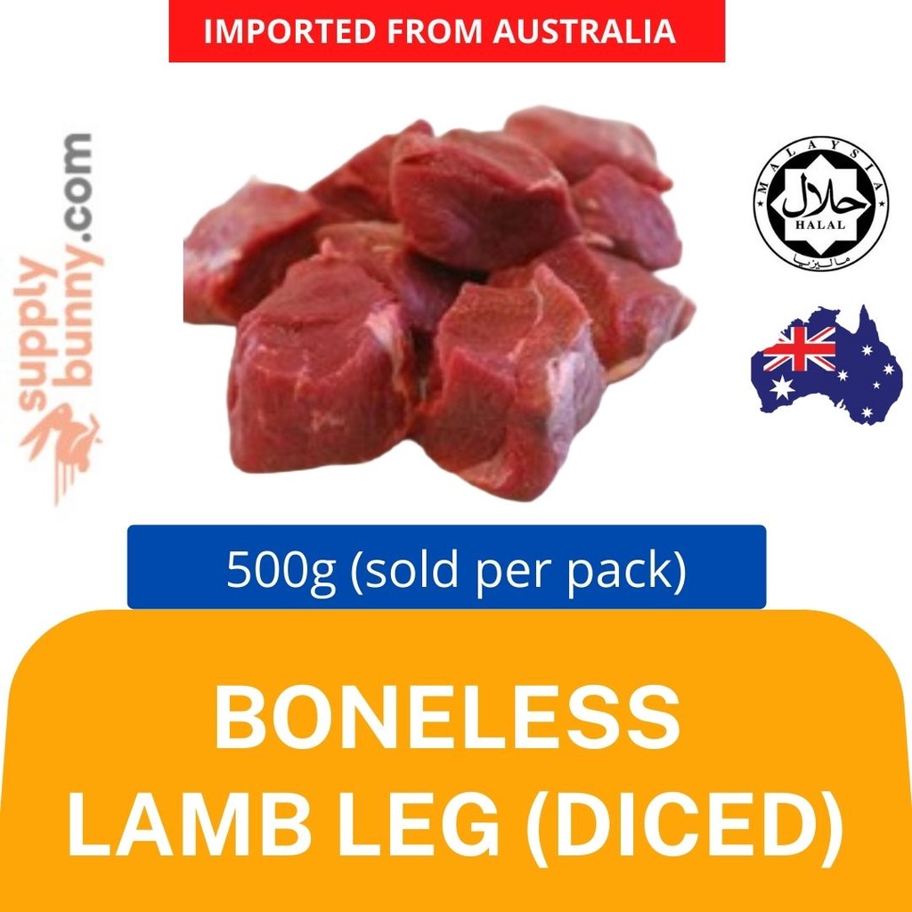 Australian Diced Boneless Lamb Leg (500g per Pack) Frozen Ketulan ...