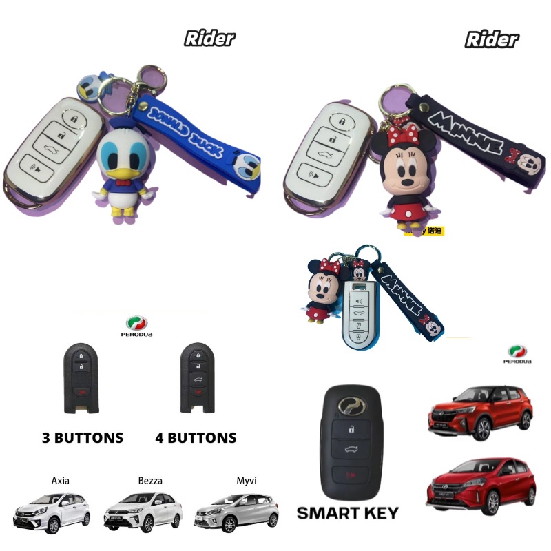 Perodua Aruz Axia Bezza MYVI Car Key tup Material Car Key Cover Case ...