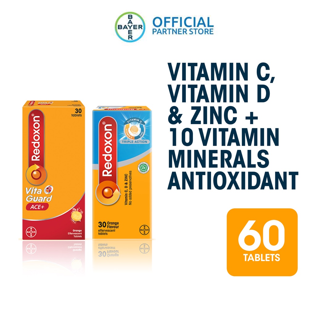 Redoxon Triple Action Effervescent Orange Tablets (30's) + Redoxon Vita ...