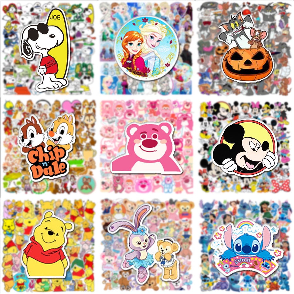 MUYA 50/100 Pcs Disney Series Stickers Frozen ELSA Lotso Mickey Stitch ...