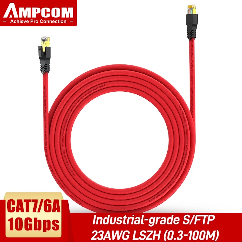 AMPCOM CAT7 CAT6A Ethernet Patch Cable S/FTP 23AWG 10Gbps Screened Solid Cable (10-30M) | Shopee ...