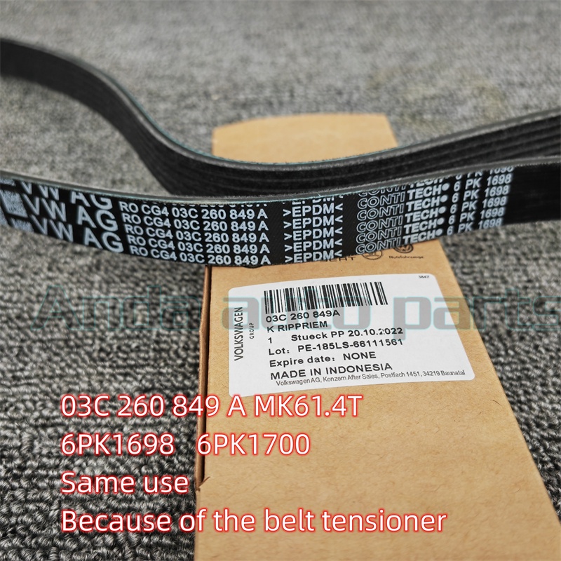 Volkswagen Fan Belt Volkswagen AC Generator Belt 6PK1698 03C260849A FOR ...