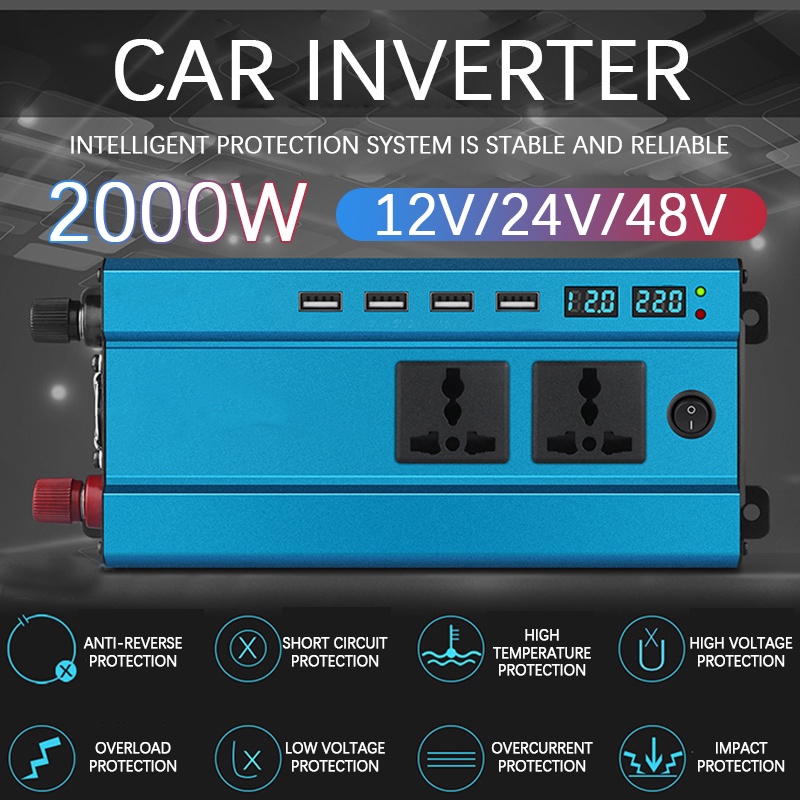 2000W Car Inverter DC 48V To AC 220V Inverter Voltage Transformer ...