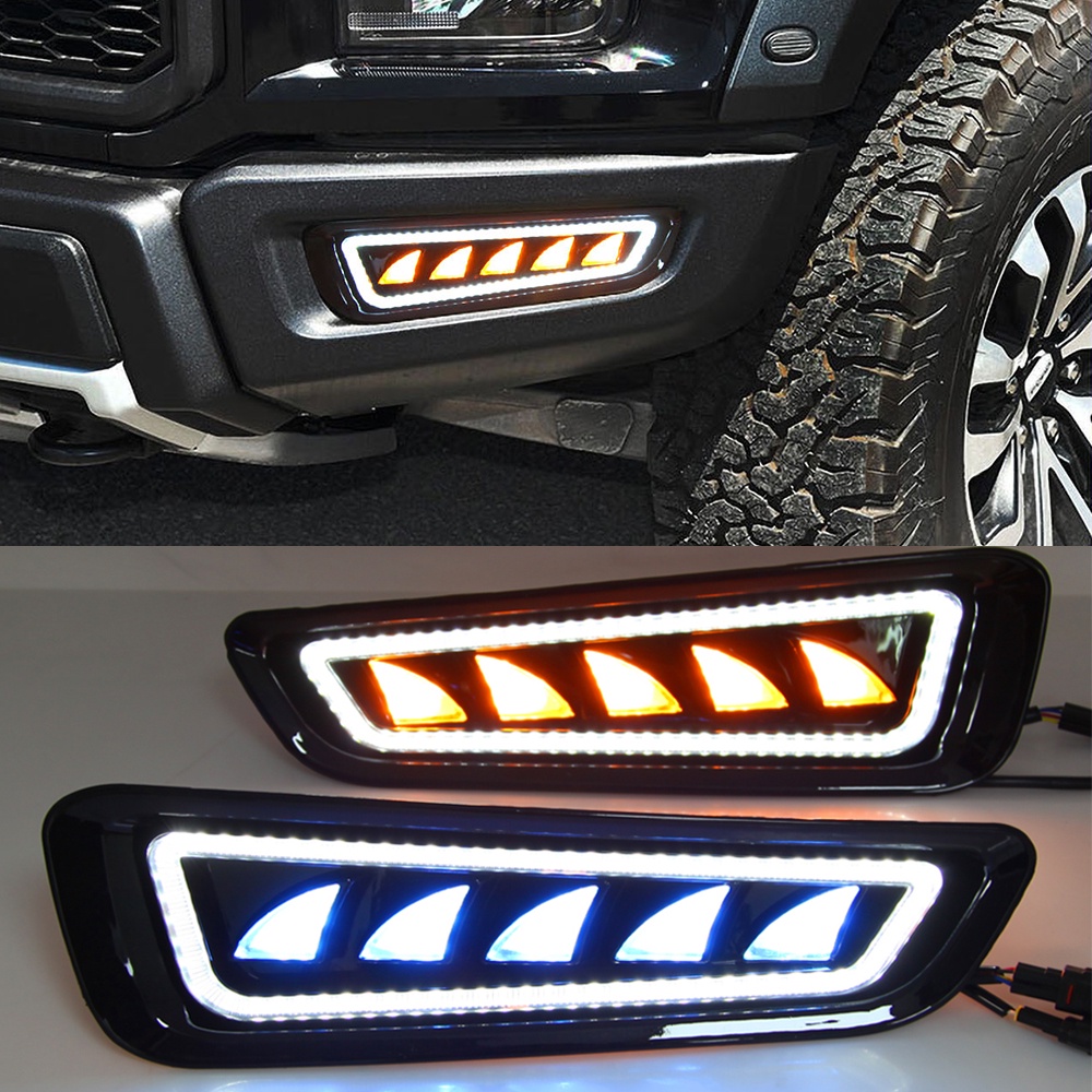 Car Flashing 1 Pair DRL LED Daytime Running Lights with Turn Signal Fog ...