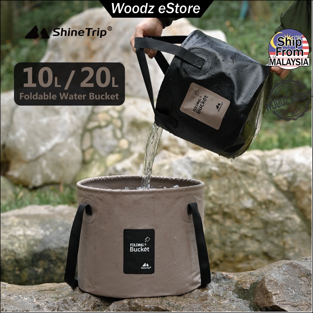 [Woodz] Shinetrip Round Easy Folding Bucket 10L 20L Black Khaki Camping ...