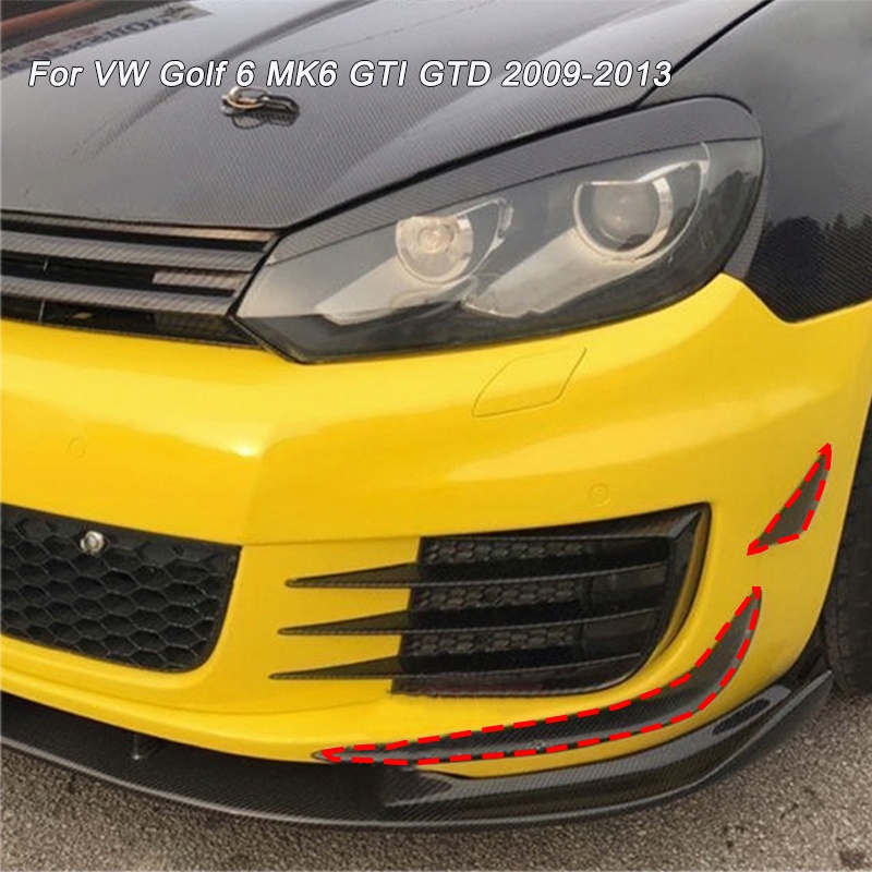 Gloss Black 4pcs For VW Golf 6 MK6 GTI GTD Front Bumper Canards Flare ...