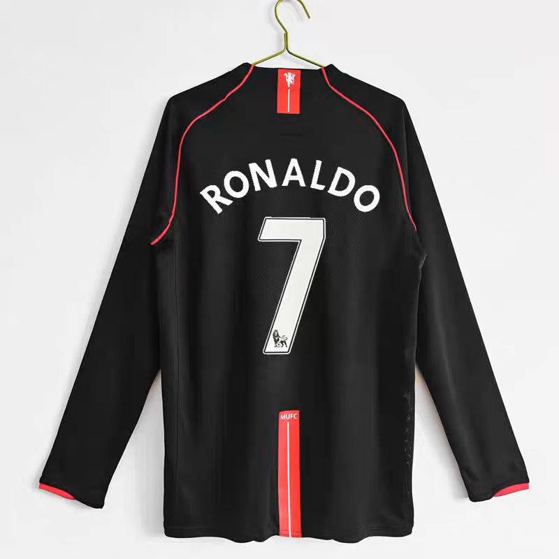 07 08 MAN UTD Black Soccer Jersey RONALDO ROONEY Men Thailand ...