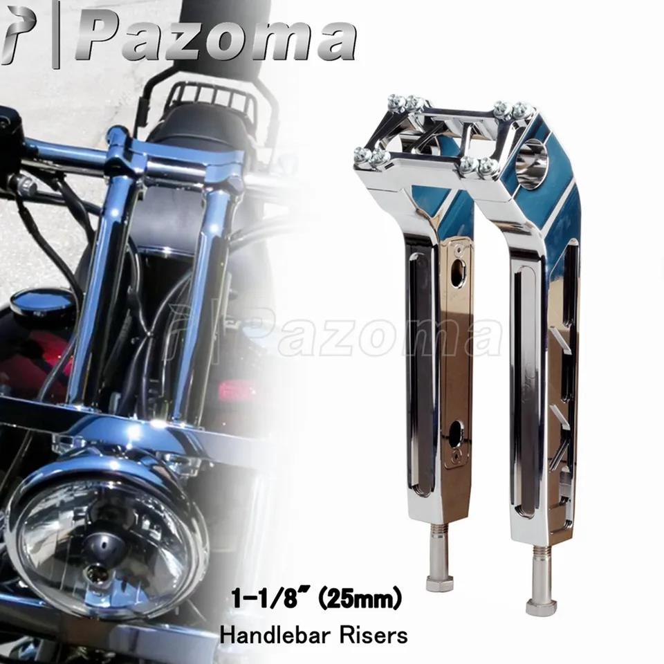 CNC Chrome Pullback Handlebar Clamp 28mm Handle Bar Risers For Harley ...