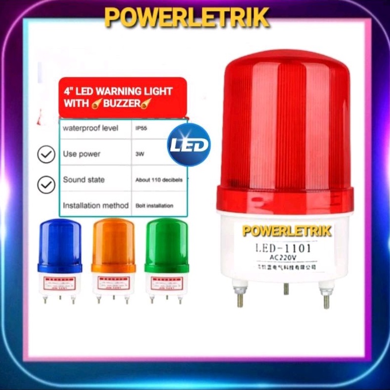 ☄READY STOCK☄ 220-240V 4" LED WARNING LIGHT WITH BUZZER - RED /YELLOW ...