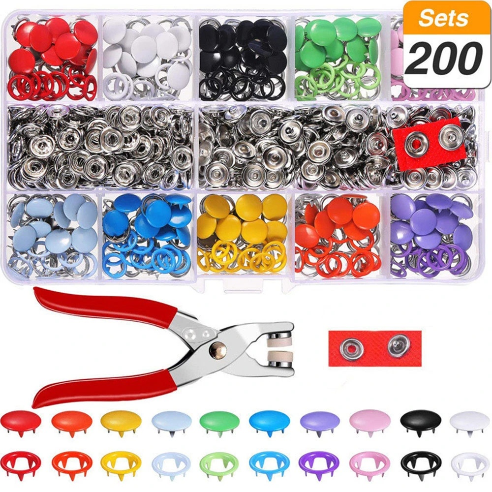 【Ready stock】 Plier Tool 100/200 Set 10 Color Metal Sewing Buttons ...