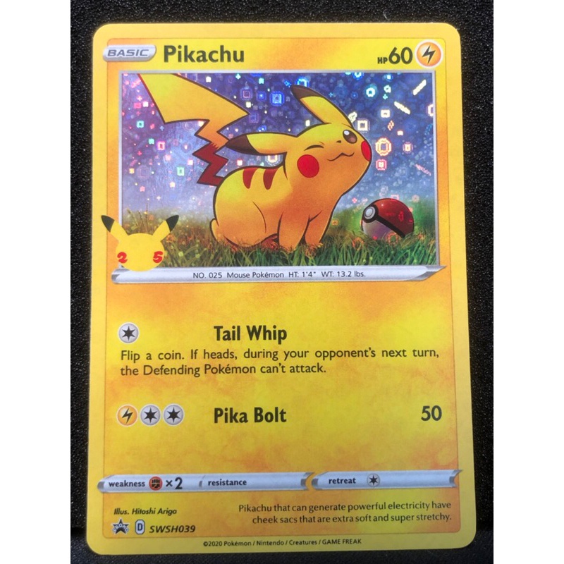 2020 Pokemon TCG Pikachu Foil Holographic Holo 25th Anniversary Promo ...