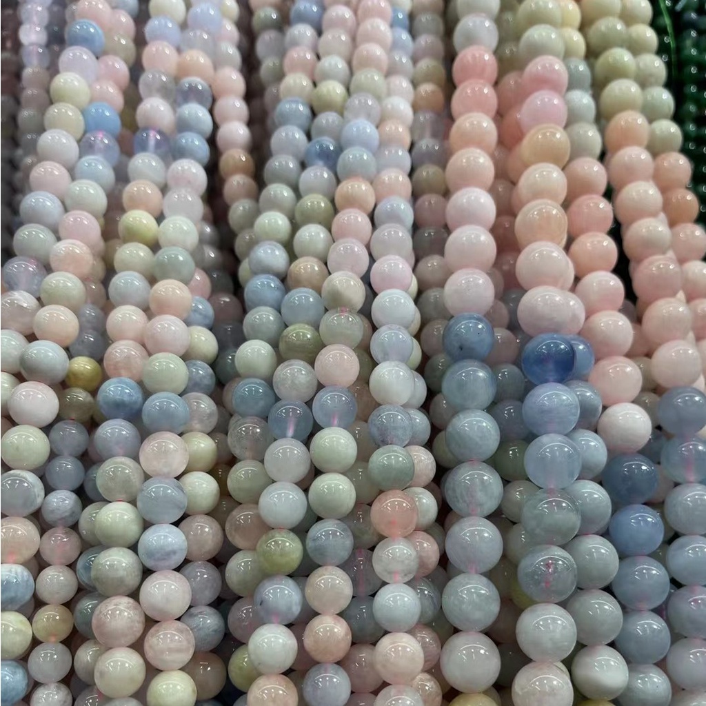 Genuine Morganite Natural Gemstone Polished Loose Round Beads Pink ...