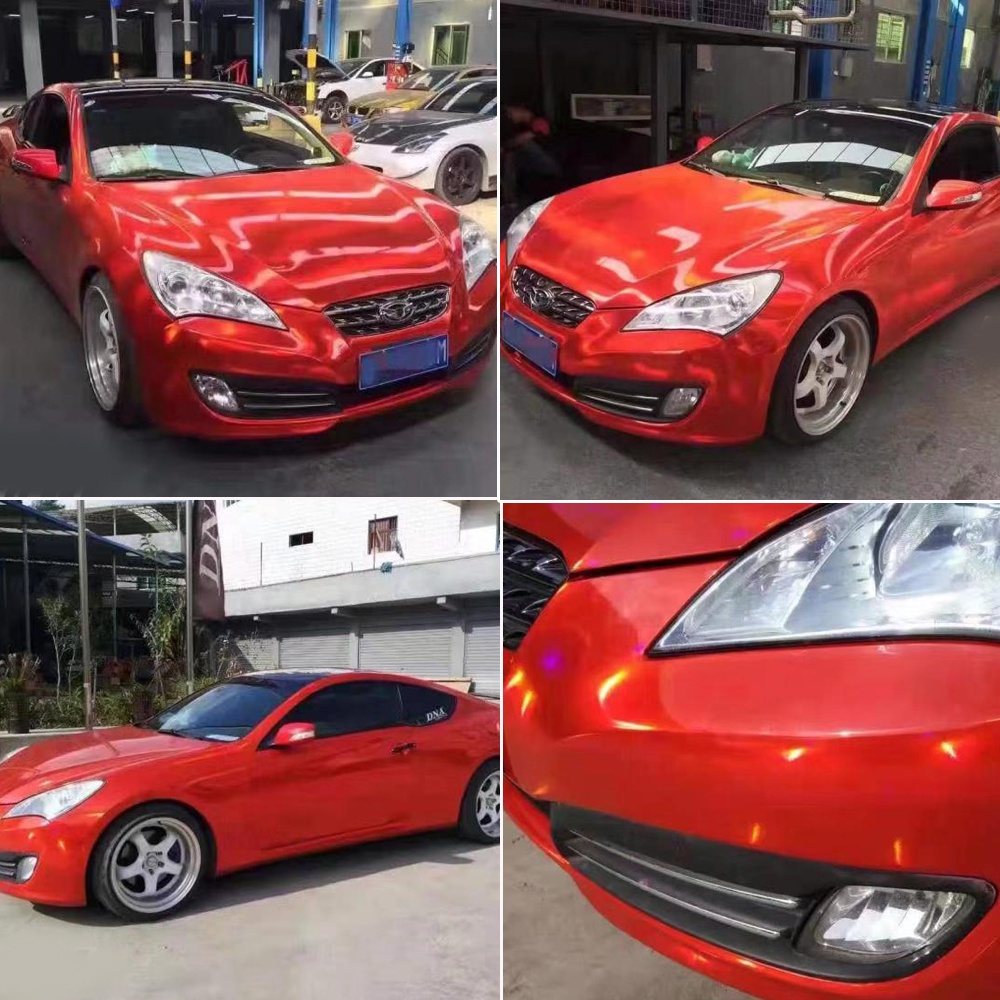 1.52Mx18M Holographic Laser Chrome Red Car Whole Body Vinyl Wrap ...