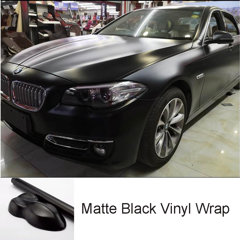 Matte Black Vinyl Wrap Foil Car Whole Body Styling Decals Matt Black ...
