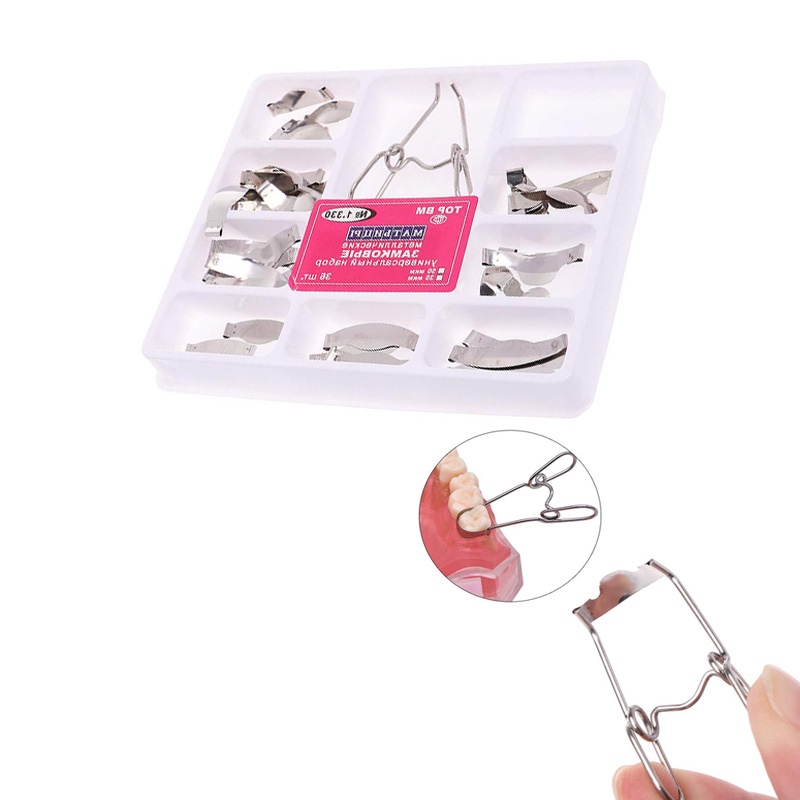 Dental Saddle Contoured Metal Matrices Matrix Universal Kit with Spring ...