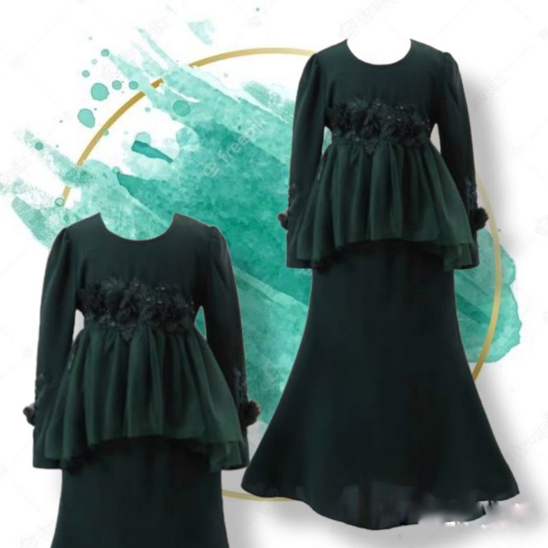💚 EMERALD GREEN (40 DESIGN) Baju Kurung Budak Baju Raya Tema Emerald ...