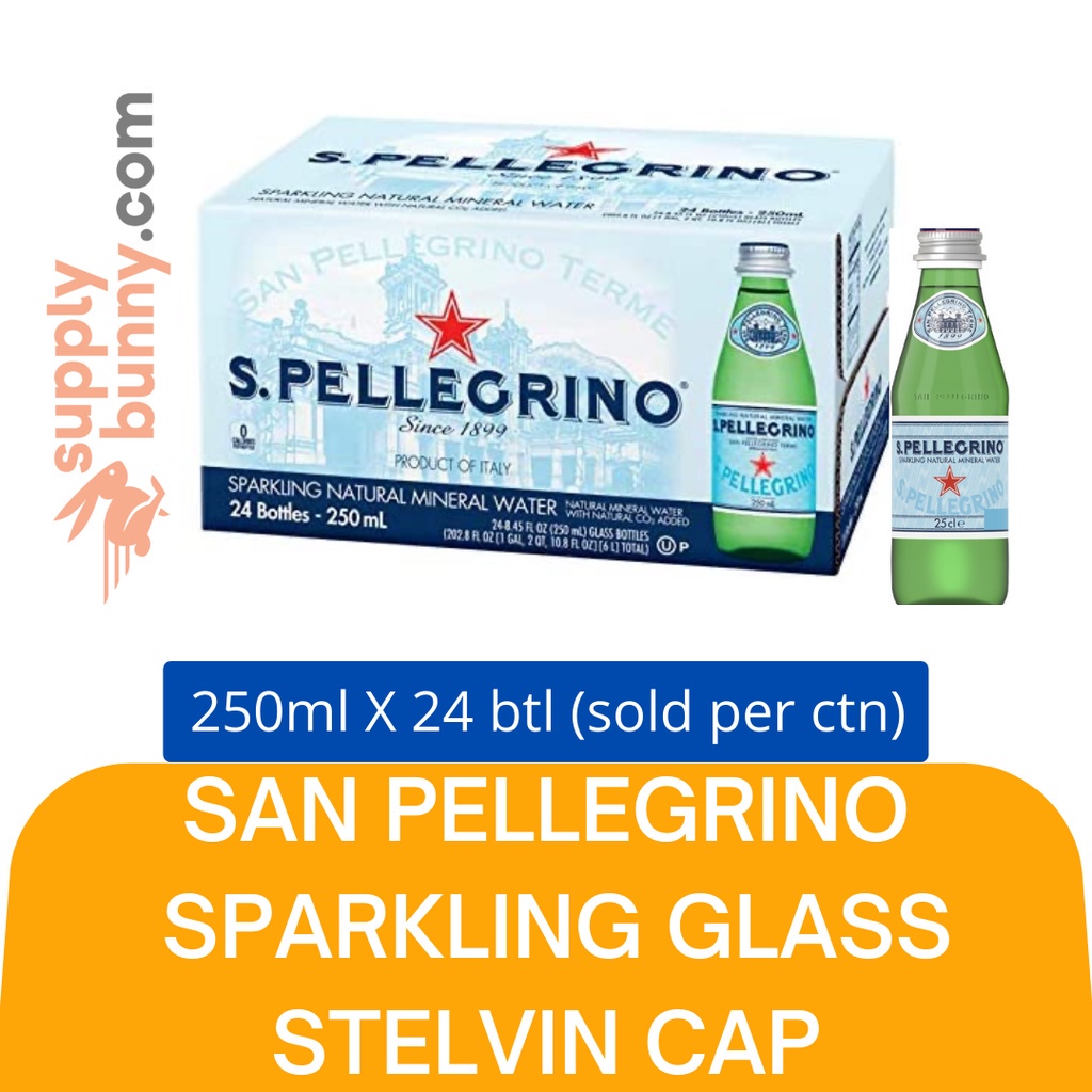 KV Only! San Pellegrino Sparkling Natural Mineral Water (Stelvin Cap) GLASS (250ml x 24bottles ...