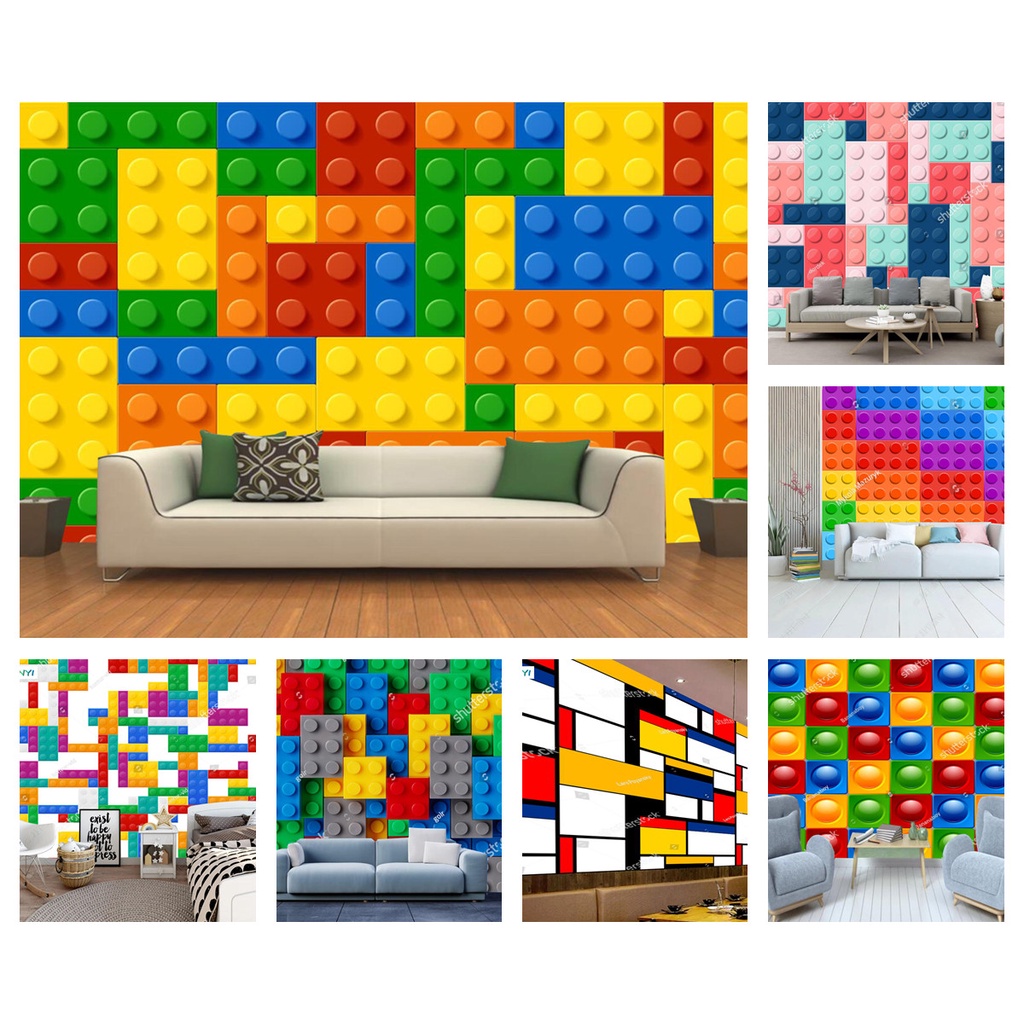 Custom 3d Plastic building blocks pattern background Colorful toy ...