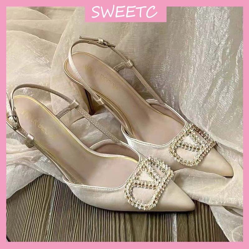 SWEETC Kasut raya perempuan Raya Heels kasut dinner glitter kasut ...