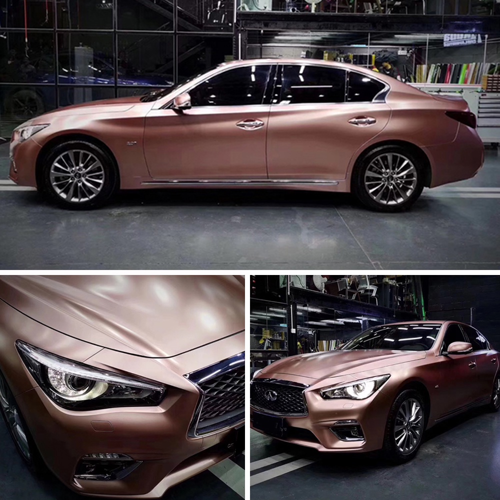 10x1.52M Mette Metallic Rose Gold Vinyl Wrap Car Body Sticker Decals ...