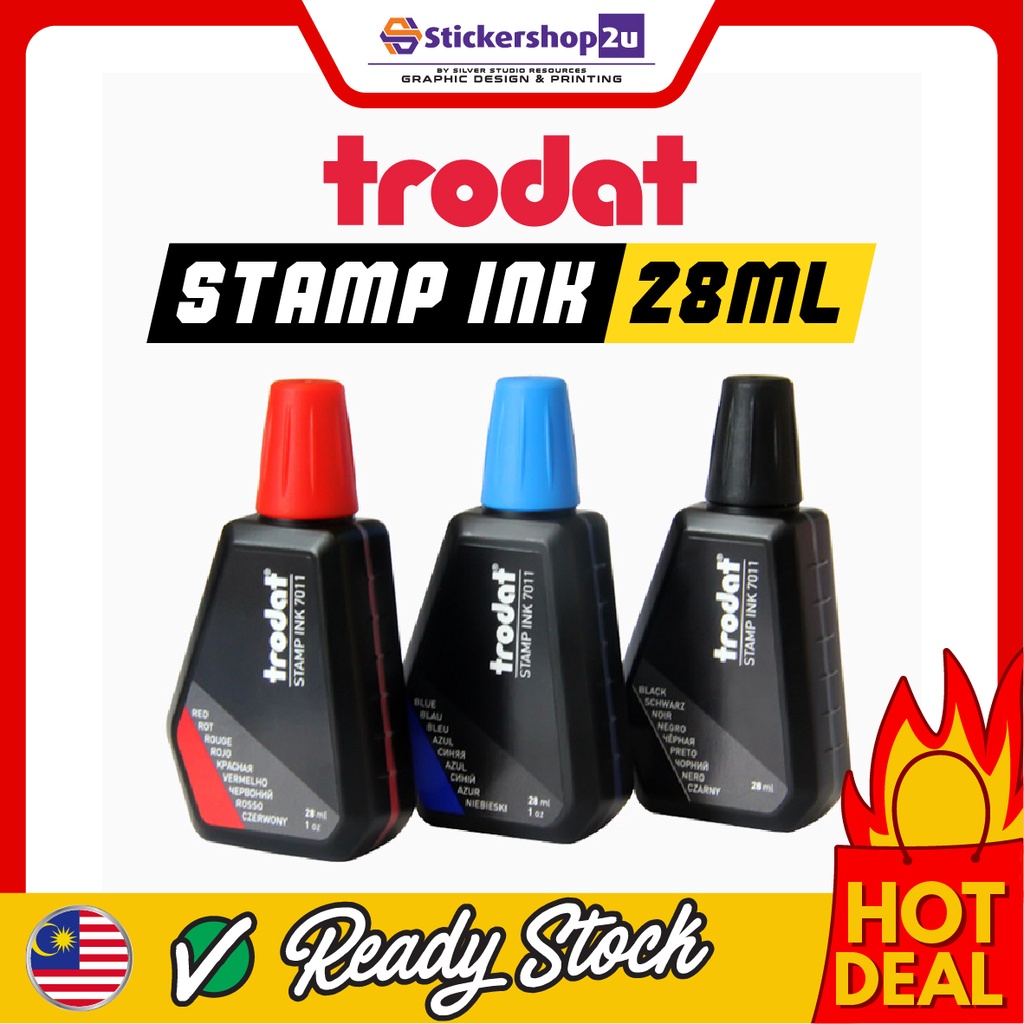 Trodat Stamp Ink 7011 Refill Ink - Black/Blue/Red (28ml) | Shopee Malaysia