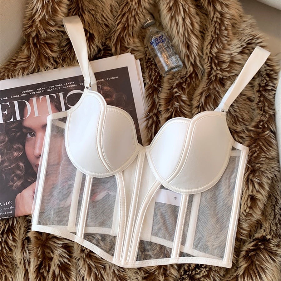 New French Sexy Underwear Vest Bra With Steel Ring Thin Style Anti-Sagging Side Breasts Top ...