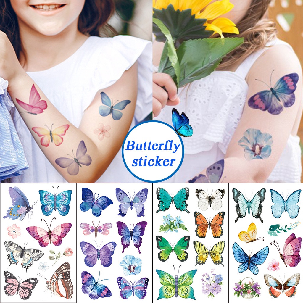 New butterfly tattoo sticker waterproof sweat children's cute ...