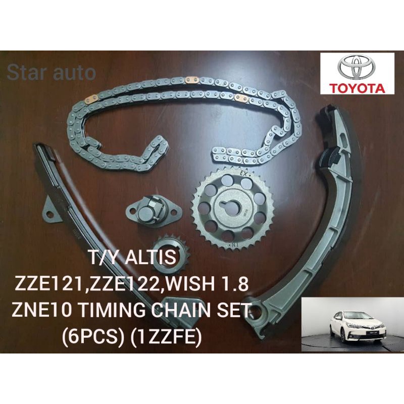 T/Y ALTIS ZZE121,ZZE122,WISH 1.8 ZNE10 TIMING CHAIN SET (6PCS) (1ZZFE ...