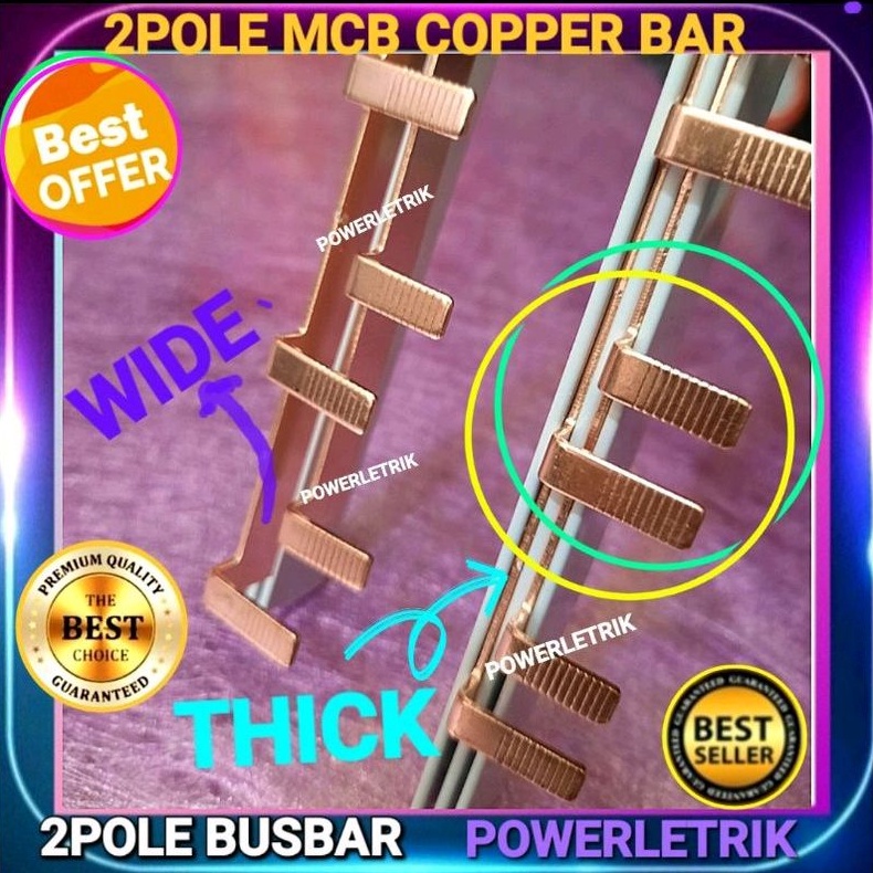 READY STOCK 2 POLE TWO PHASE 100A COPPER MCB BUSBAR WITH PVC INSULATED ...