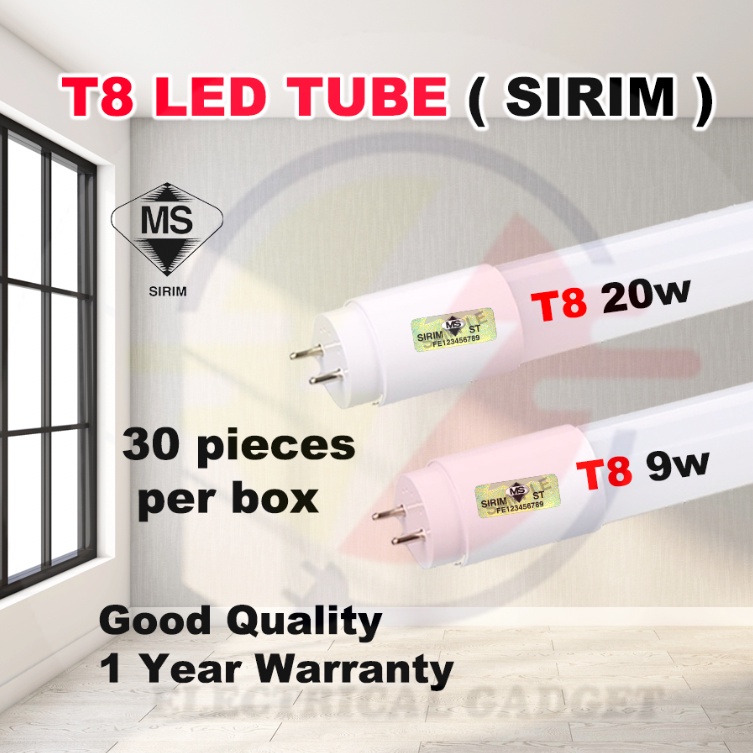 PROMOTION (1BOX-30PCS) SIRIM T8 4FEET & 2FEET LED TUBE 20W & 9W [SIRIM] T8 LED TIUB KALIMANTANG ...