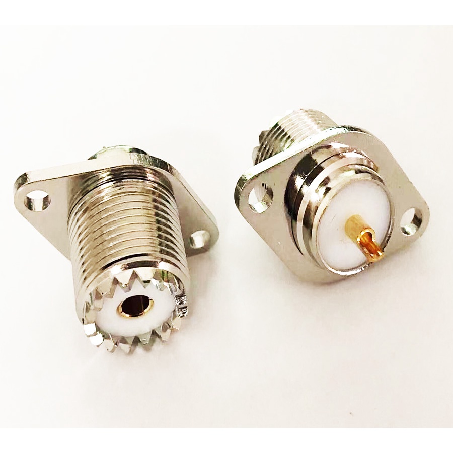 2pcs UHF SO239 Female Jack 2 Hole Panel Mount Flange Solder Cup Antenna ...