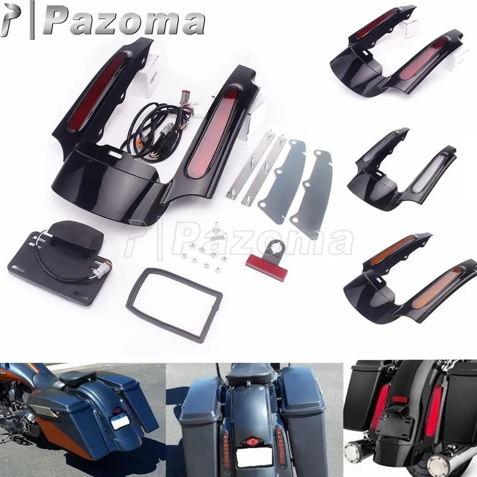 Motorcycle Rear Extension Fascia LED Fender Kit For Harley Touring Road King Street Glide CVO ...