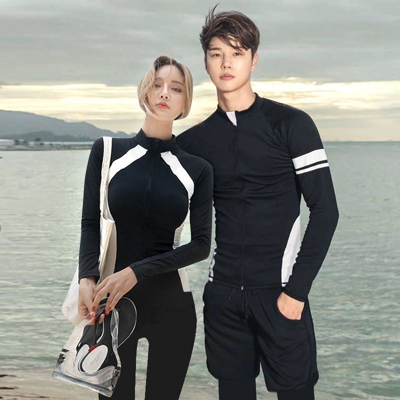 Couple swimwear Korea long sleeve sun protection surfing beachwear set ...