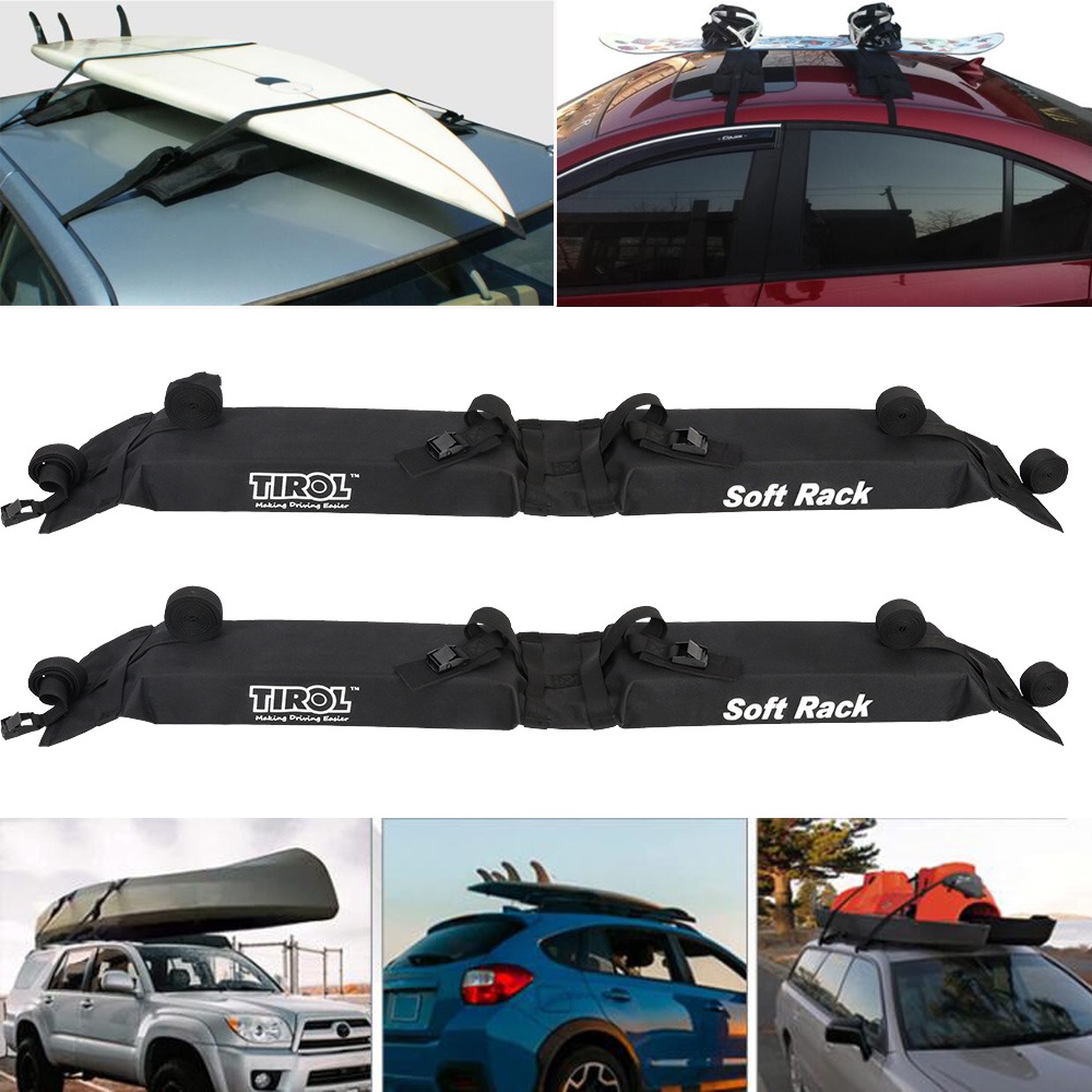 Car Roof Soft Rack Carrier Stand Auto Roof Top Luggage Carry Load 60kg Kayak Surfboard Paddle ...