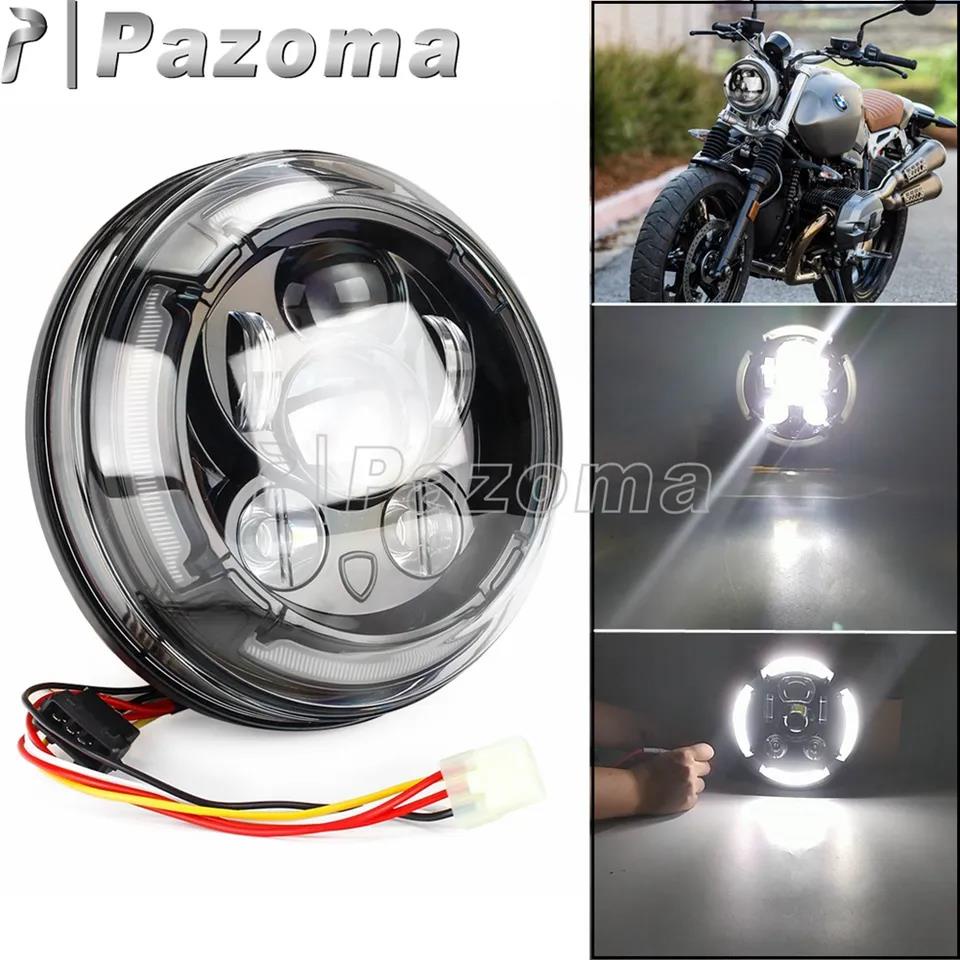 Round LED Head lamp Headlamp Cafe Racer Headlight For Scrambler Classic ...