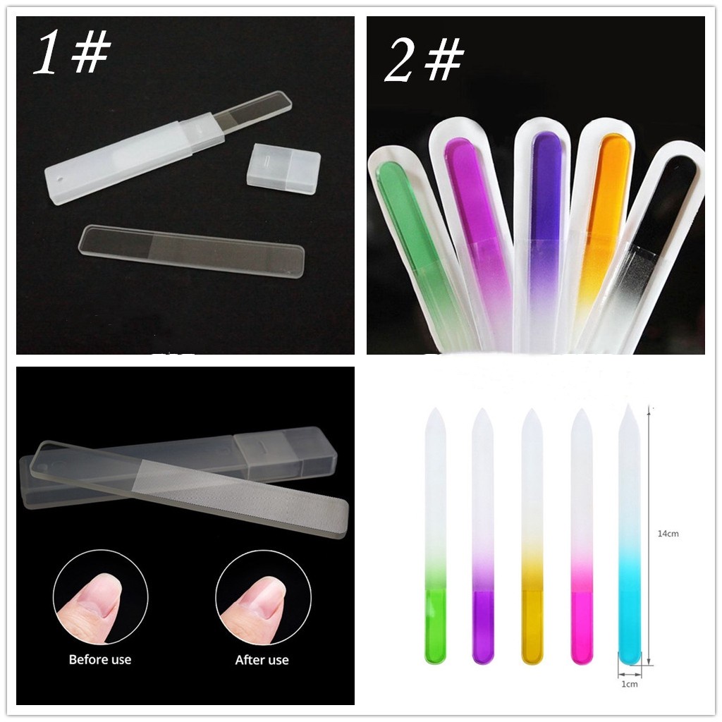 Manicure Dedicated Tool Full Double-Sided Glass Nail File Set Color ...