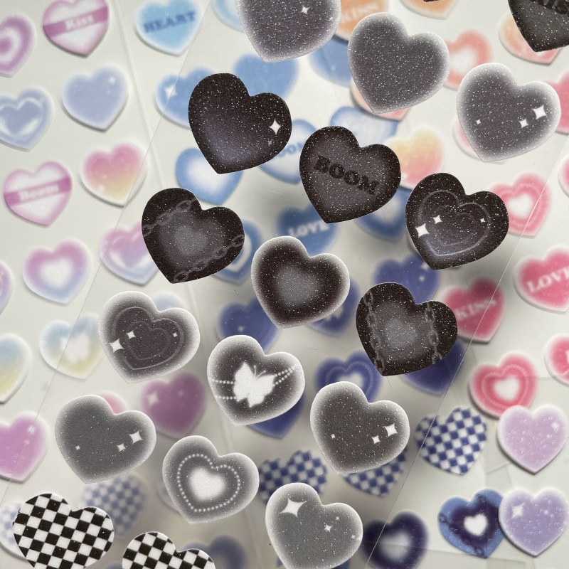 Original Love Heart Stickers Glitter Coated Photo Cards Small Disc ...