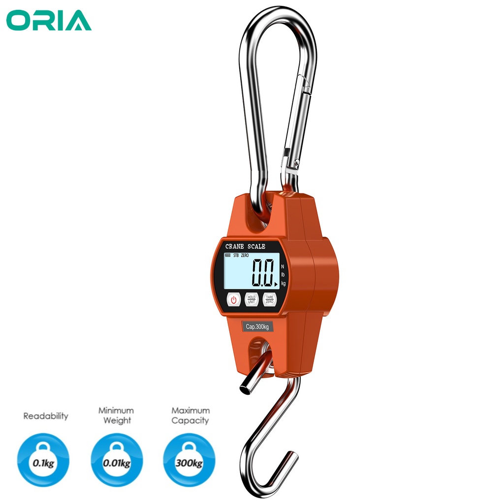 ORIA 300kg Digital Hanging Scale Handheld Mini Crane Scale for Luggage ...