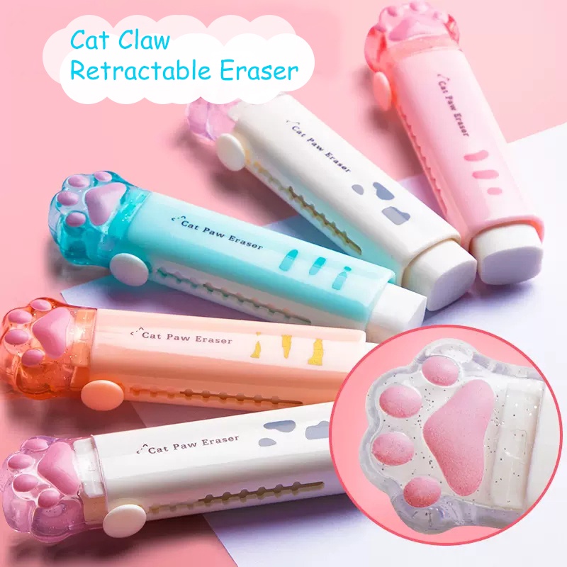 Letit Cute Mini Cat Paw Retractable Eraser Creative Cat Claw Eraser ...
