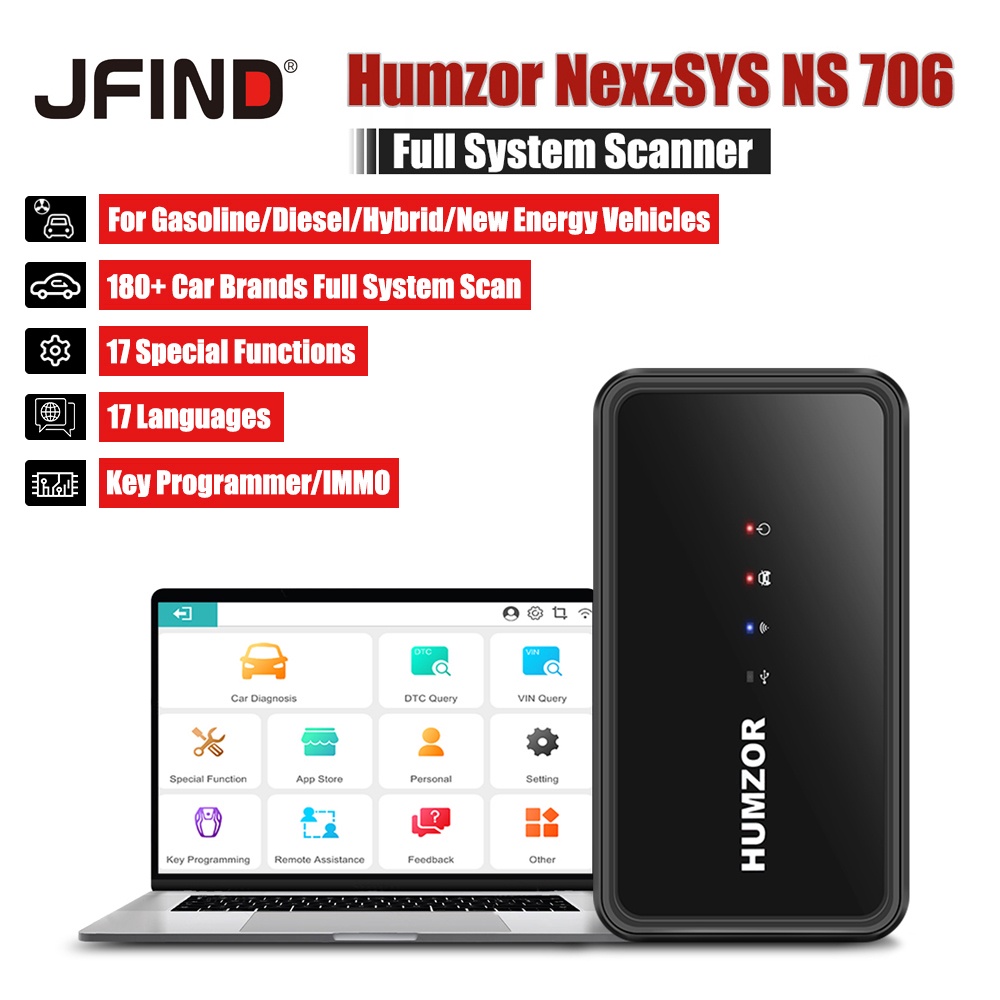 HUMZOR Nexzsys NS706 Full System OBD Scanner Car Diagnostic Tool TPMS ...