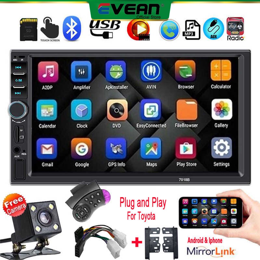 Evean 7018B 7" Double 2Din Car Radio Bluetooth MP5 Player with Reverse ...