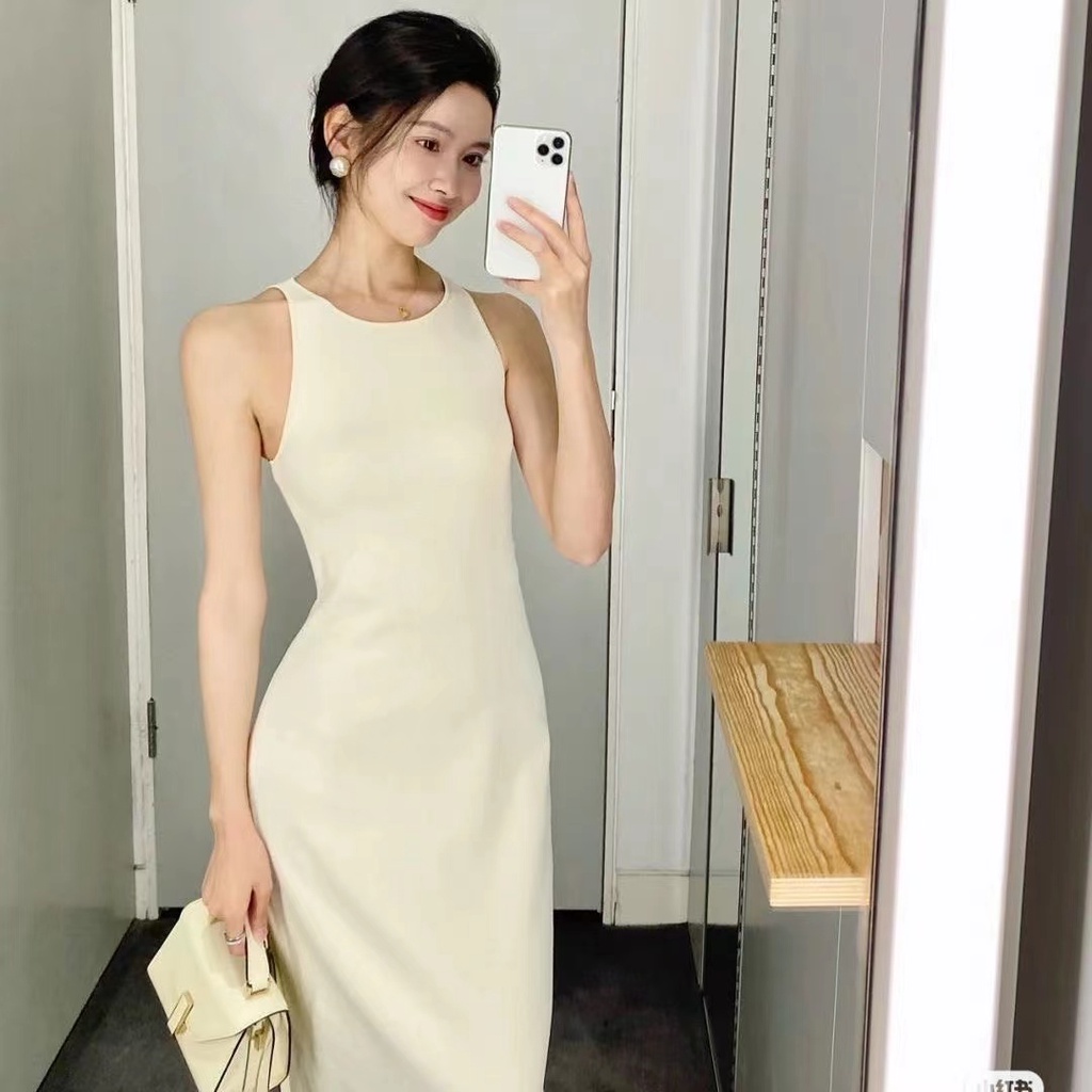 Korean Style Women Plain Round Neck Oversized Sleeveless Maxi Long ...