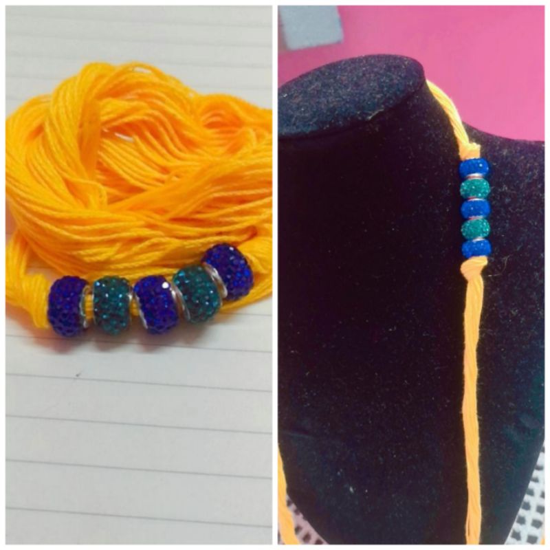 (Free Gift) with Emerland Green and Royal blue with manjal thali kayiru ...