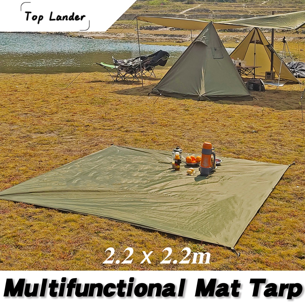 2.2x2.2m Camping Mat Tactical Awning Mat Army Green Tent Tarp ...