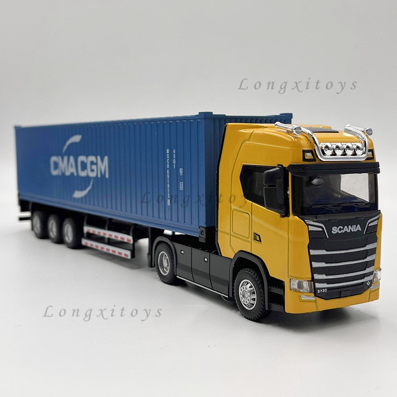 1:50 Diecast Truck Model Toy Scania S730 Tractor With Container Semi ...